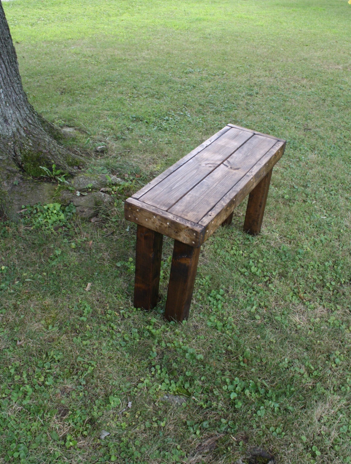 RUSTIC WOOD BENCH Dark Walnut Solid Wood Framed Bench | Etsy