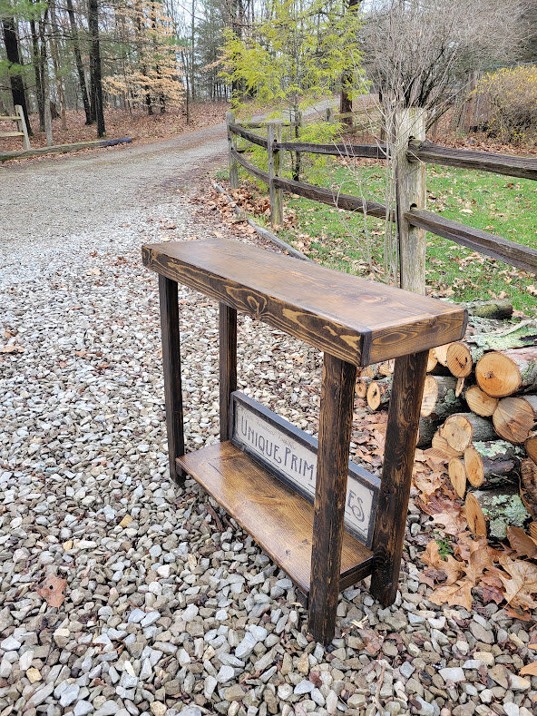 RUSTIC CONSOLE TABLE Entry Entryway Hall Sofa Table Coastal Farmhouse ...