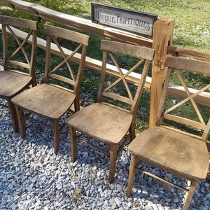 RUSTIC CHAIRS FOUR Beautiful Rustic Wood Malaysian Oak Solid Wood X ...