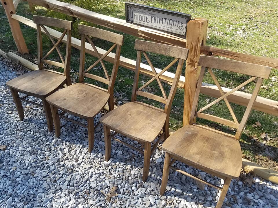 RUSTIC CHAIRS FOUR Beautiful Rustic Wood Malaysian Oak Solid | Etsy