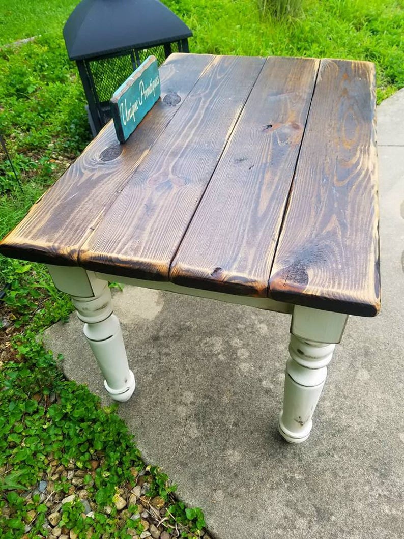 Rustic KITCHEN TABLE Turned Leg Reclaimed Wood Farm House | Etsy