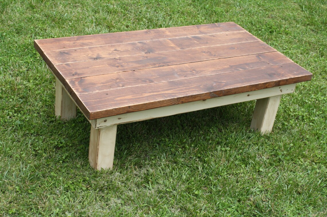 FARMHOUSE COFFEE TABLE Rustic Farm House Living American Walnut Antique ...