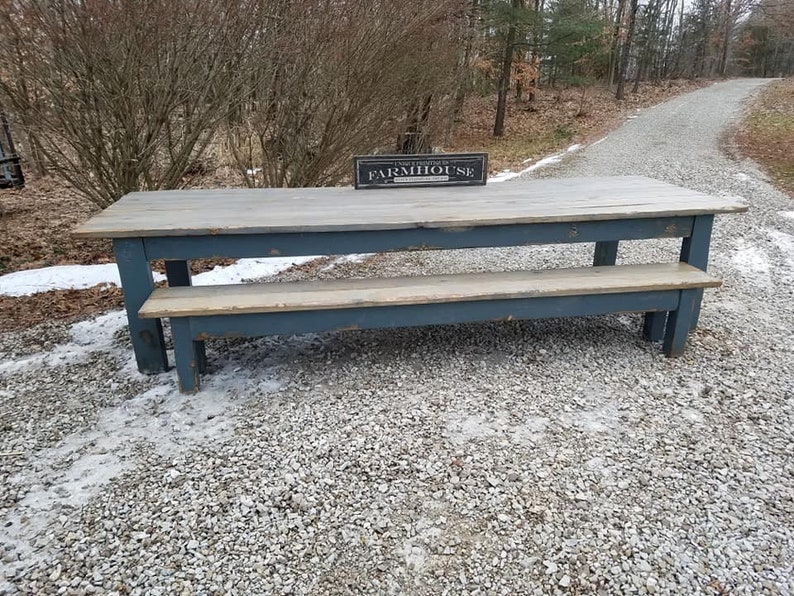 RUSTIC 12-ft FARMHOUSE TABLE Set Farm House Kitchen Dining - Etsy