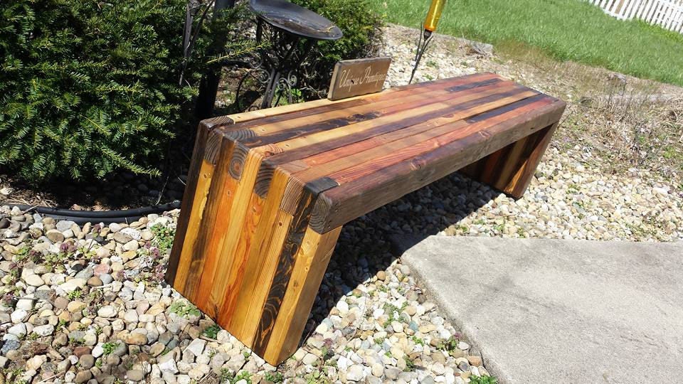 Reclaimed PALLET WOOD Rustic Bench by Unique Primtiques | Etsy