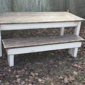 FARMHOUSE COUNTRY TABLE Kitchen Dining Farm House W/matching Bench 37-1 ...