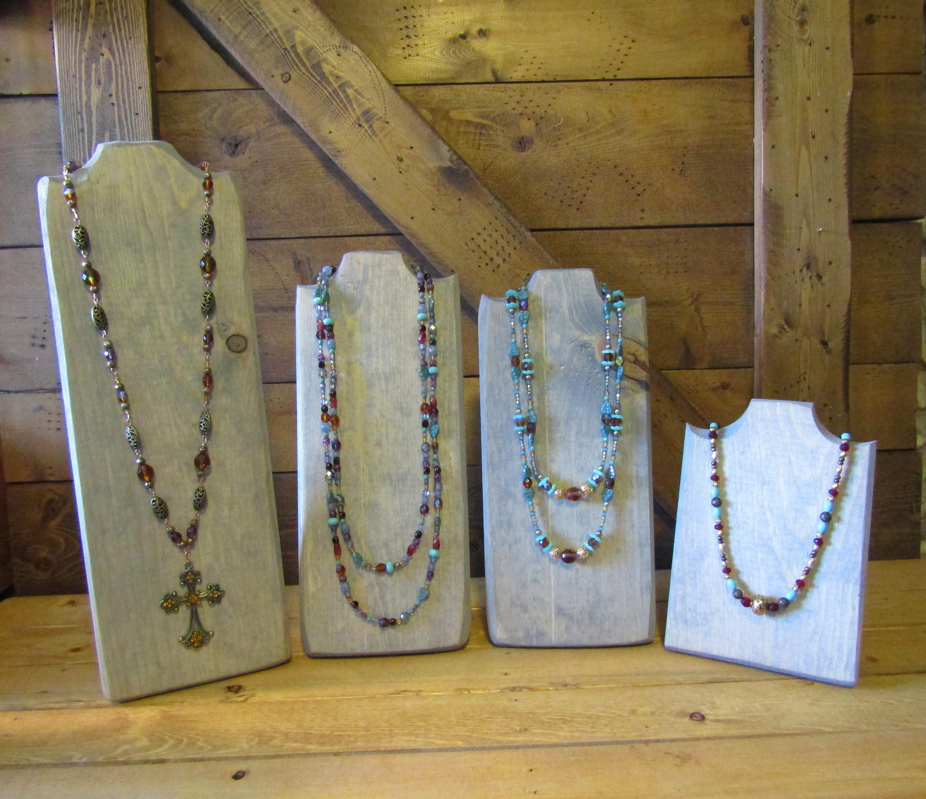 Rustic JEWELRY DISPLAY Necklace Stand Holder SET Of Four | Etsy