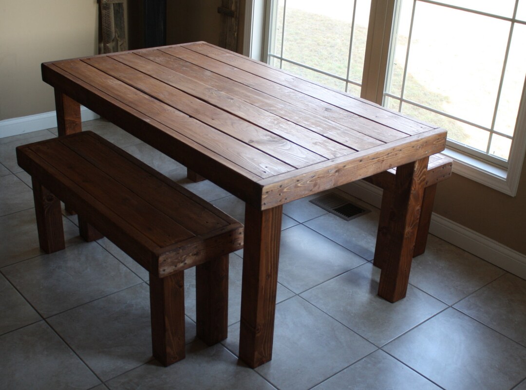 RUSTIC KITCHEN TABLE With One or Two Bench Options Table Set 3 Ft X 5 ...