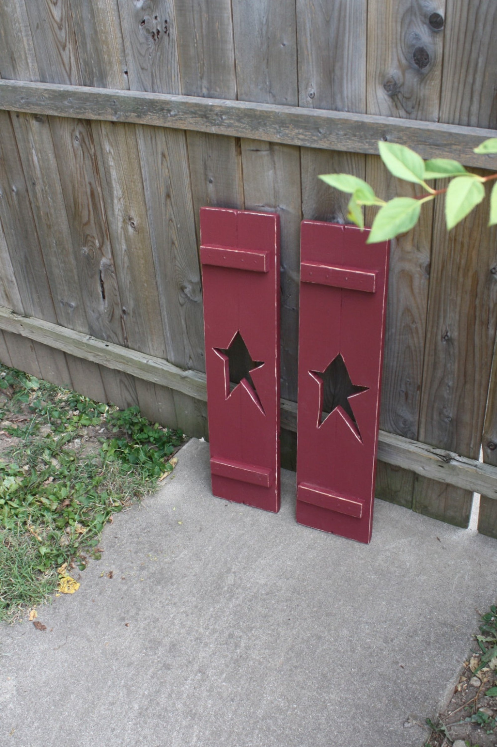 RUSTIC WOOD SHUTTERS Farmhouse Country Barn Red Distressed | Etsy