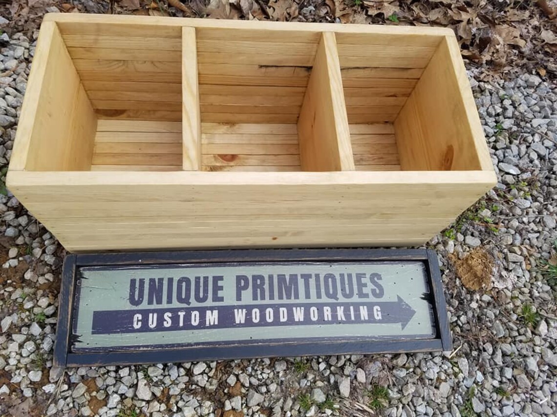 Rustic FARMHOUSE BOX CRATE W Dividers Bathroom Kitchen Wine - Etsy