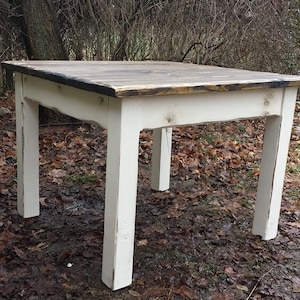 SQUARE FARMHOUSE TABLE Small Kitchen Dining Farm House Reclaimed Wood ...