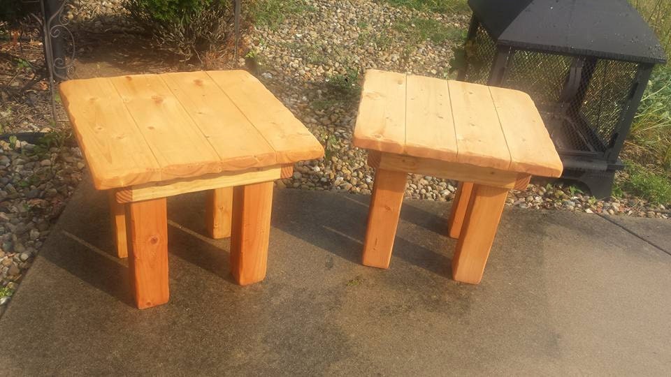RUSTIC FARMHOUSE END Table Farm House Golden Pecan Reclaimed Wood Side ...