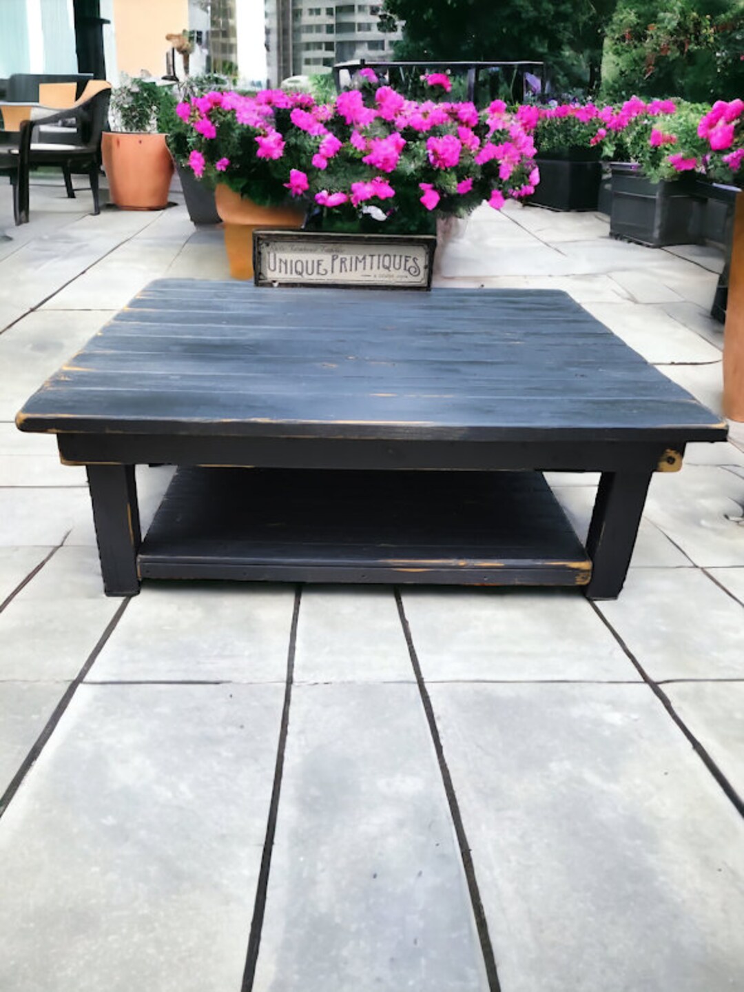 RUSTIC FARMHOUSE COFFEE Table Ext Large Square Shelf Farm House Living ...