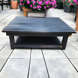 RUSTIC FARMHOUSE COFFEE Table Ext Large Square Shelf Farm House Living ...
