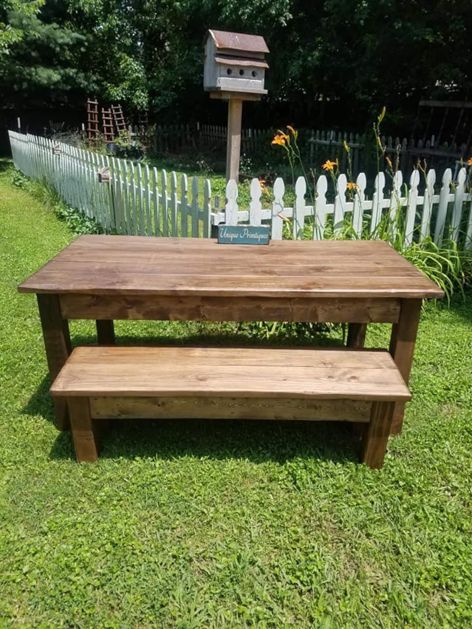 Rustic FARMHOUSE TABLE Wood Farm House Kitchen Dining W/ - Etsy