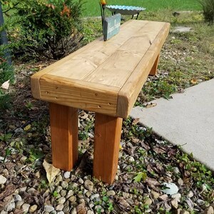 RUSTIC WOOD BENCH Golden Oak Stain Reclaimed Wooden Framed 14x60x18h ...