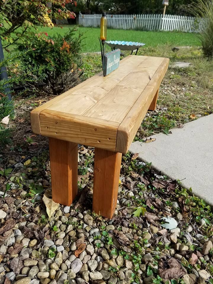 RUSTIC WOOD BENCH Golden Oak Stain Reclaimed Wooden Framed | Etsy