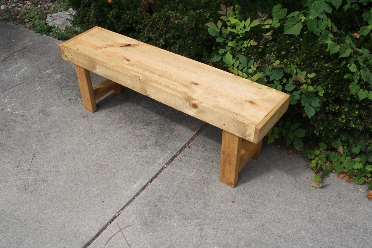 RUSTIC WOOD BENCH Light Weight Golden Oak Framed Bench | Etsy