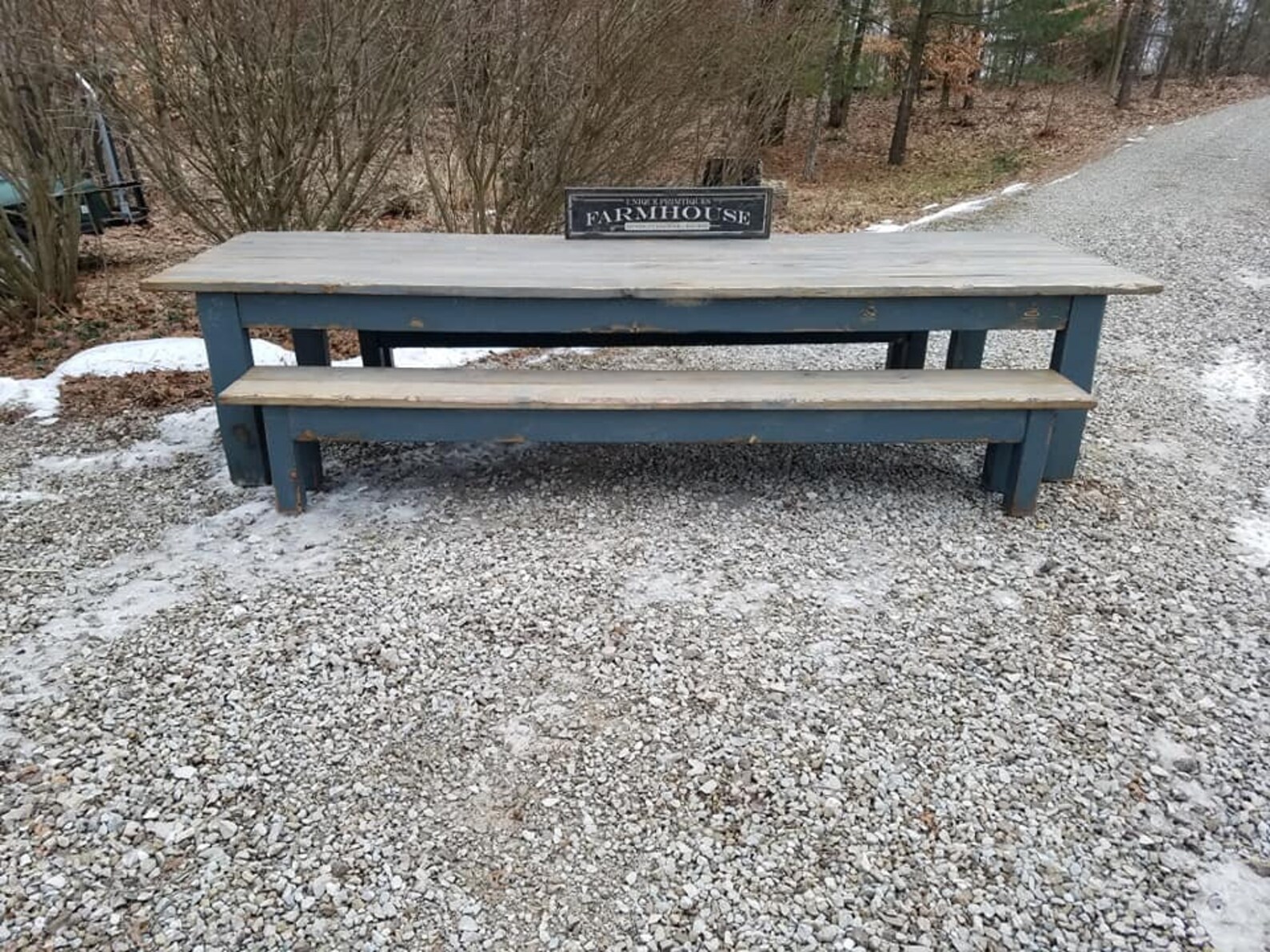 RUSTIC 12-ft FARMHOUSE TABLE Set Farm House Kitchen Dining | Etsy