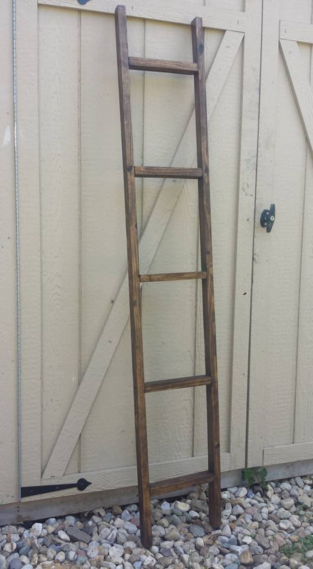 RUSTIC WOOD LADDER Primitive Dark Walnut 11x64 Quilt Blanket Scarf Tie ...