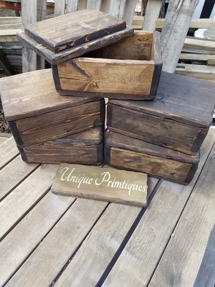 Rustic Nesting Lid Boxes Lot of FIVE Reclaimed Wood Tray Box | Etsy