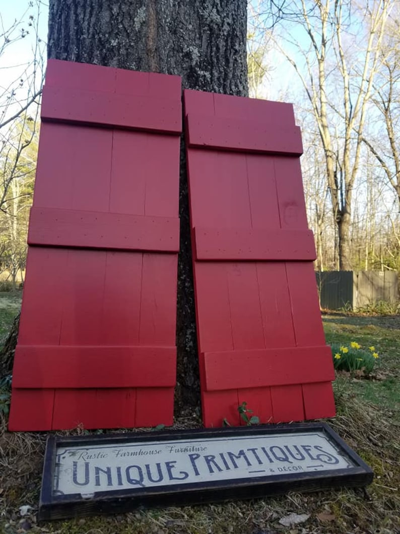 RUSTIC SHUTTERS Beautiful 4-slat Barn Red Wooden Display - Etsy