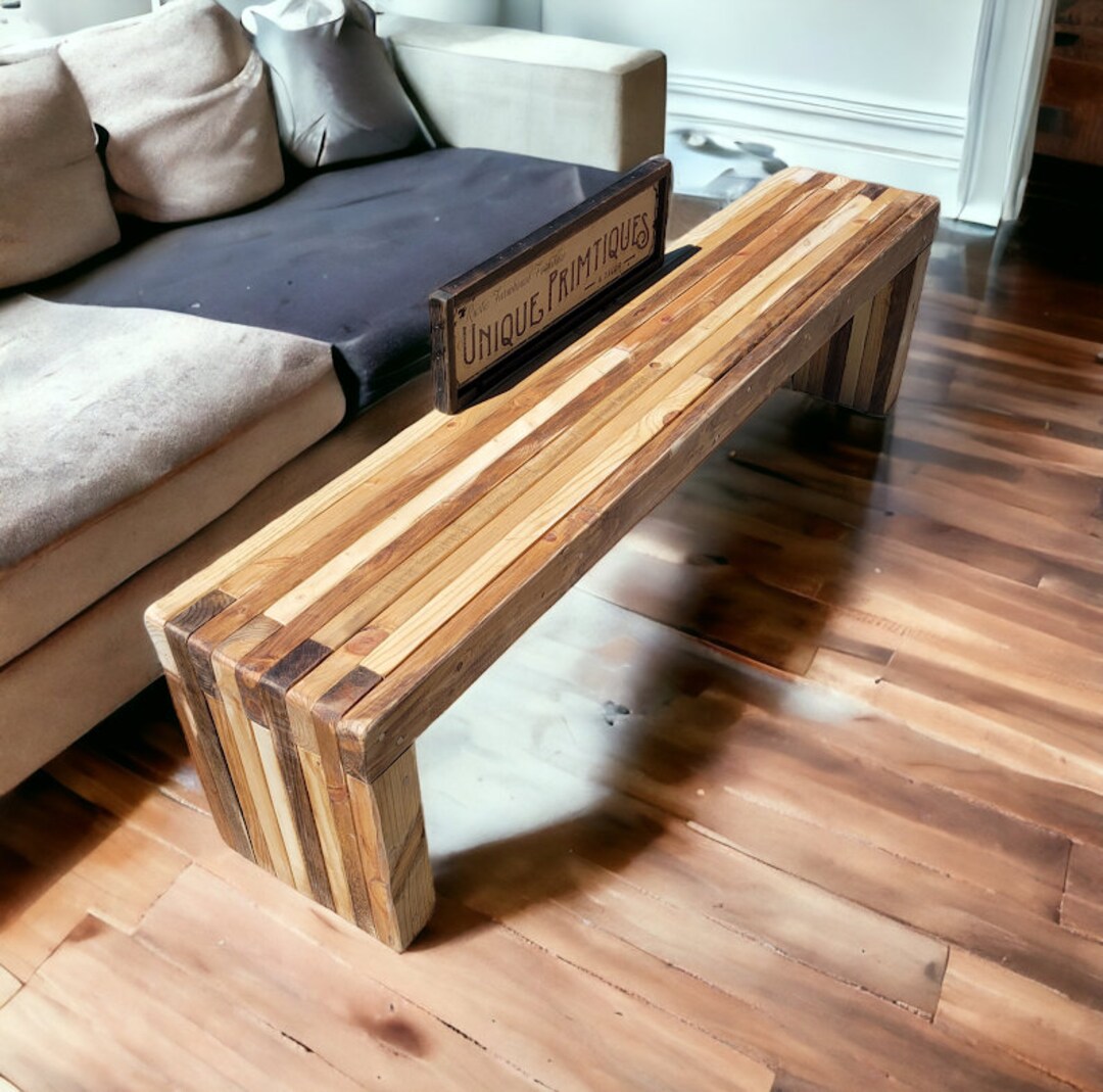 Reclaimed PALLET WOOD Rustic Bench by Unique Primtiques Salvaged Pine ...