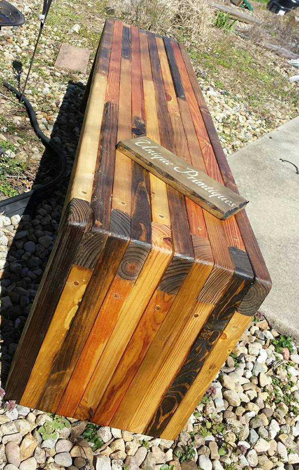 Reclaimed PALLET WOOD Rustic Bench by Unique Primtiques Salvaged Pine ...