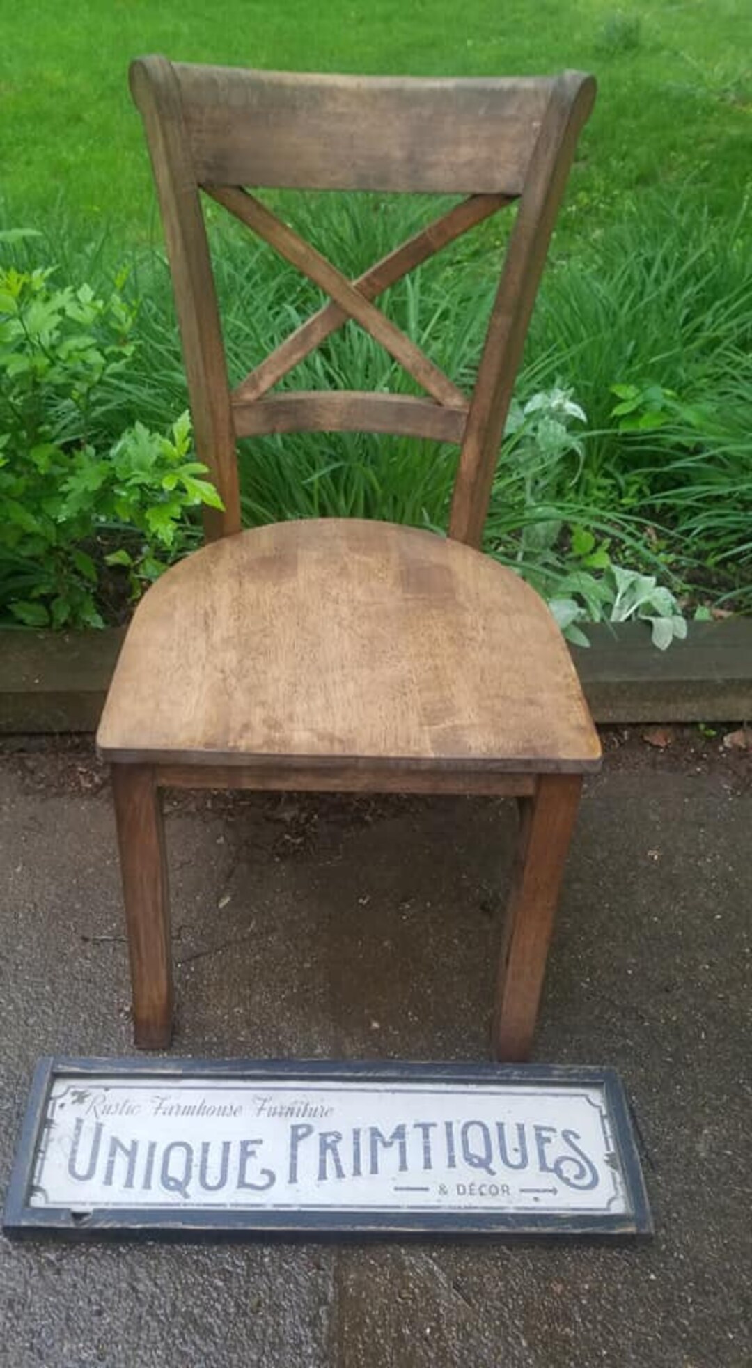 Beautiful Rustic Wood Malaysian Oak CHAIR Solid Wood X-back Style ...