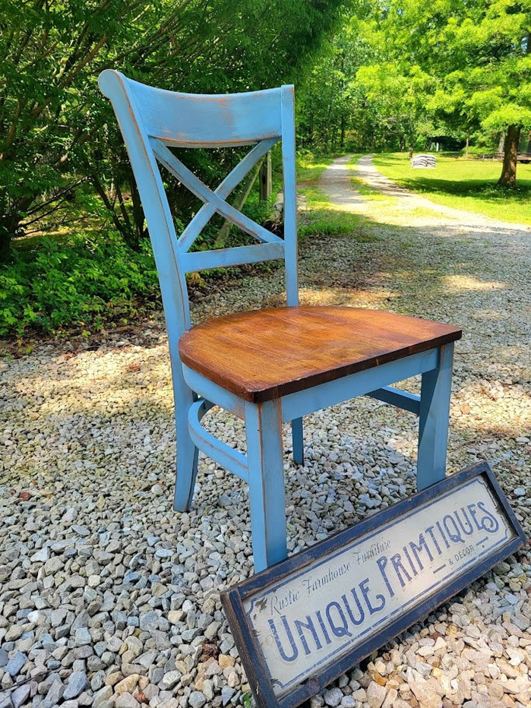 Beautiful Rustic Wood Malaysian Oak CHAIR Solid Wood X-back Style ...