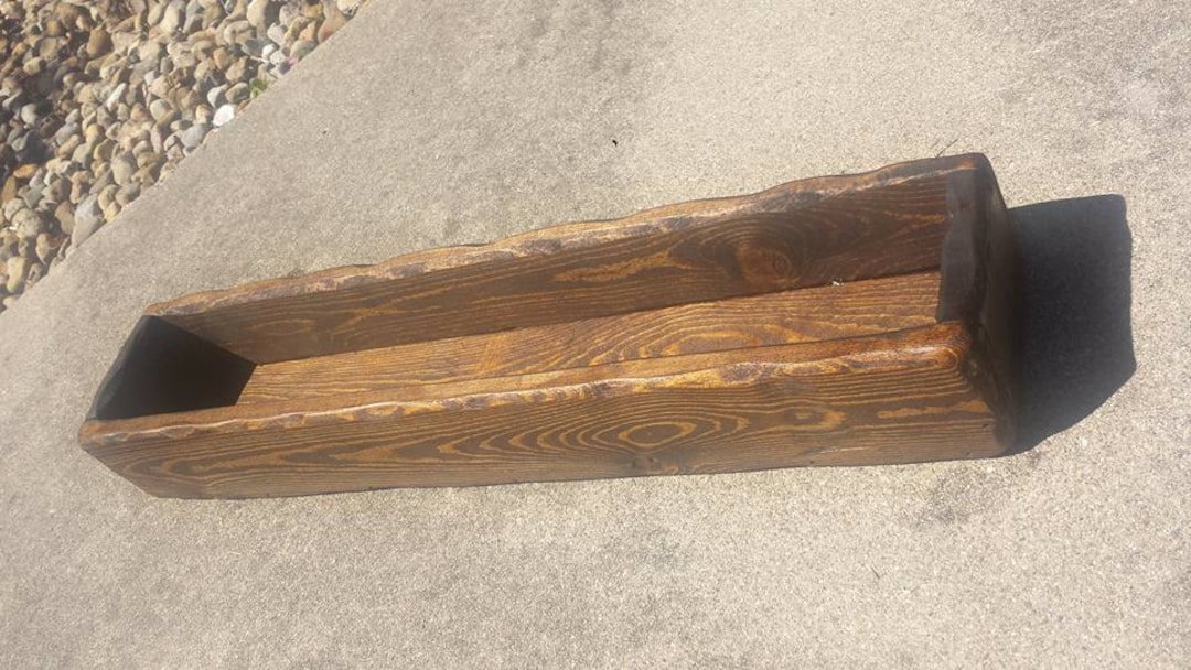Unique Primtiques Dark Walnut Stained Wood Box Tray Candle Holder ...