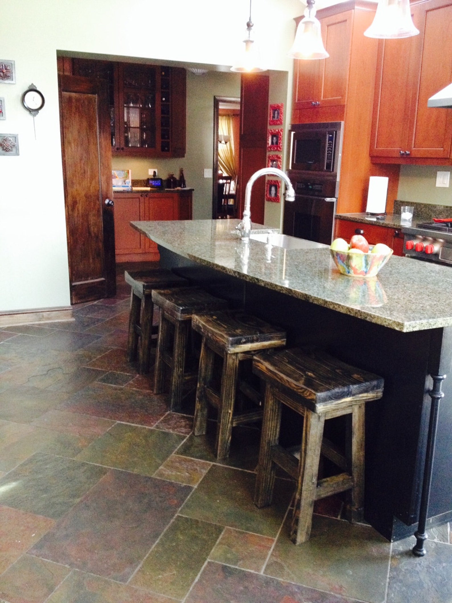 RUSTIC FARMHOUSE BAR Stools Set of Four Farm House Country Kitchen ...