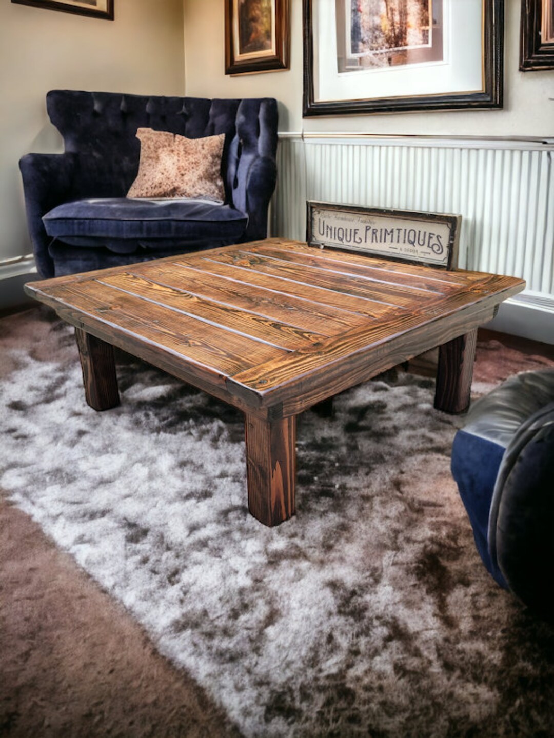 RUSTIC FARMHOUSE COFFEE Table Extra Large Square Farm House Country ...