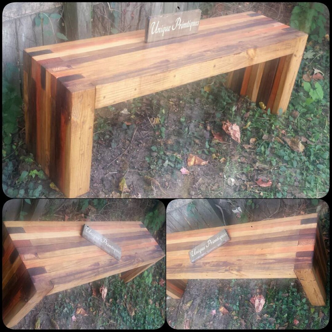 Reclaimed Rustic Wood Bench by Unique Primtiques 14-3/4x52x18h Salvaged ...