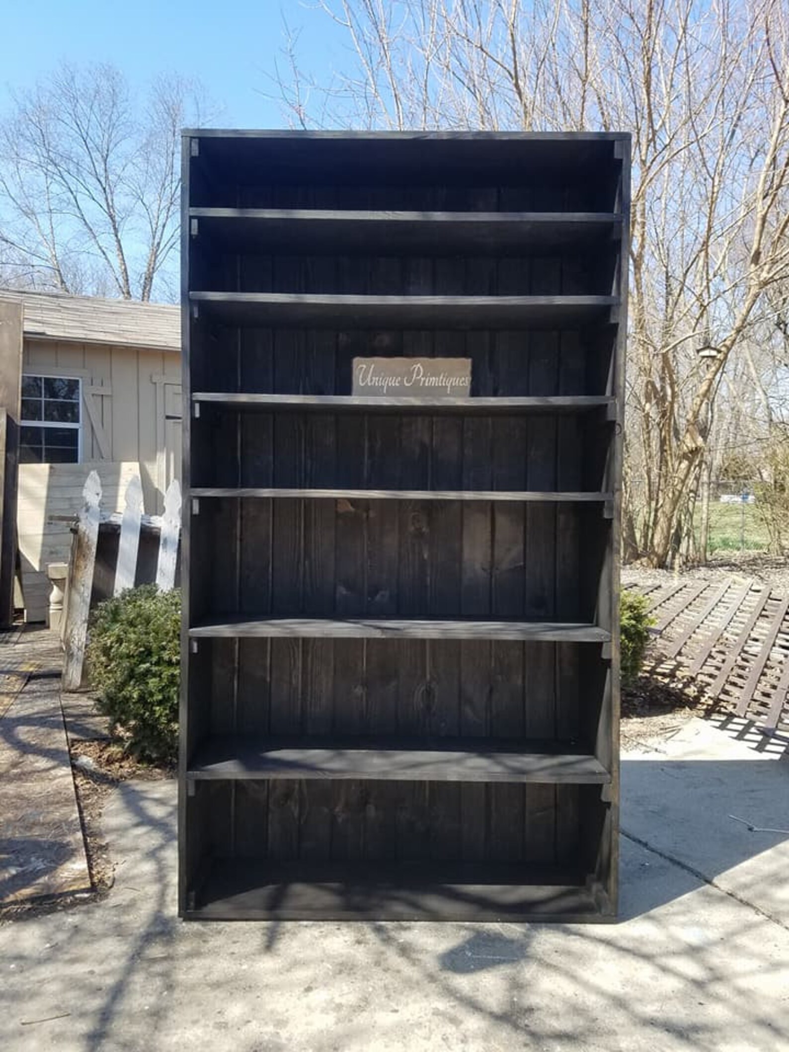 Rustic Wood Bookcase Shelf Reclaimed Ebony Primitive Book - Etsy