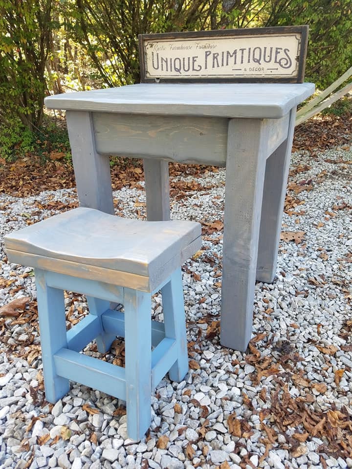 RUSTIC FARMHOUSE Table & Stool Small Tiny Farm House Kitchen | Etsy
