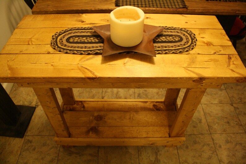 Hand-Made Wood Multi Functional Tall Golden Oak Stained Table | Etsy