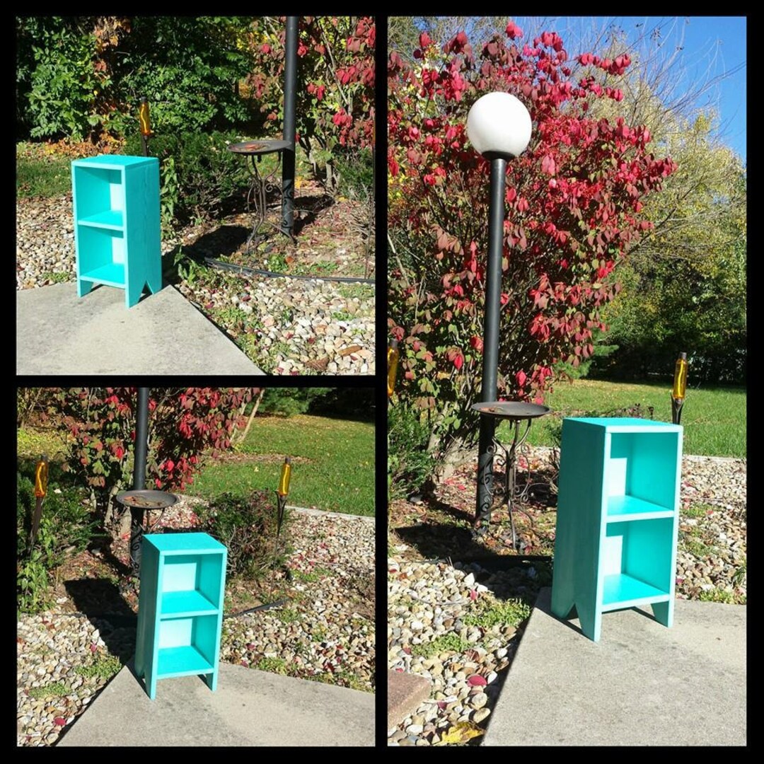 Patina Tint Bright Blue Book Shelf Small Bookcase CD Movie Rack Multi ...