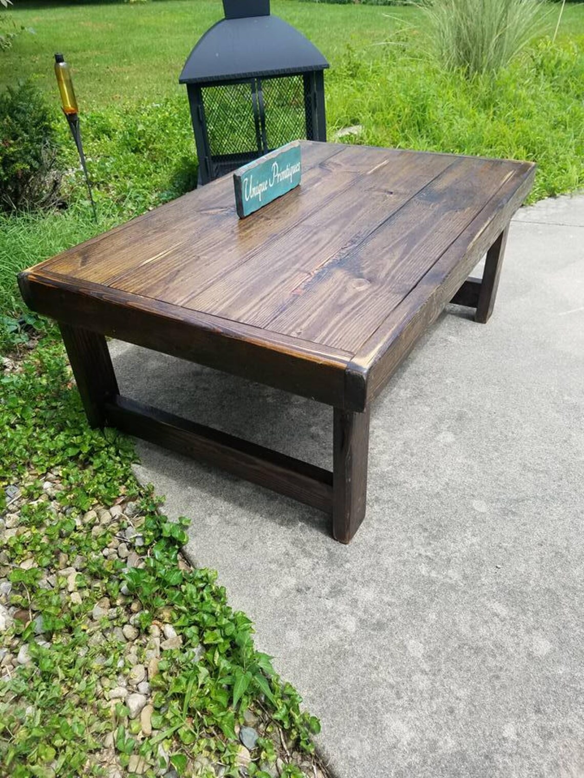 RUSTIC COFFEE TABLE Reclaimed Wood Dark Walnut Farm House - Etsy