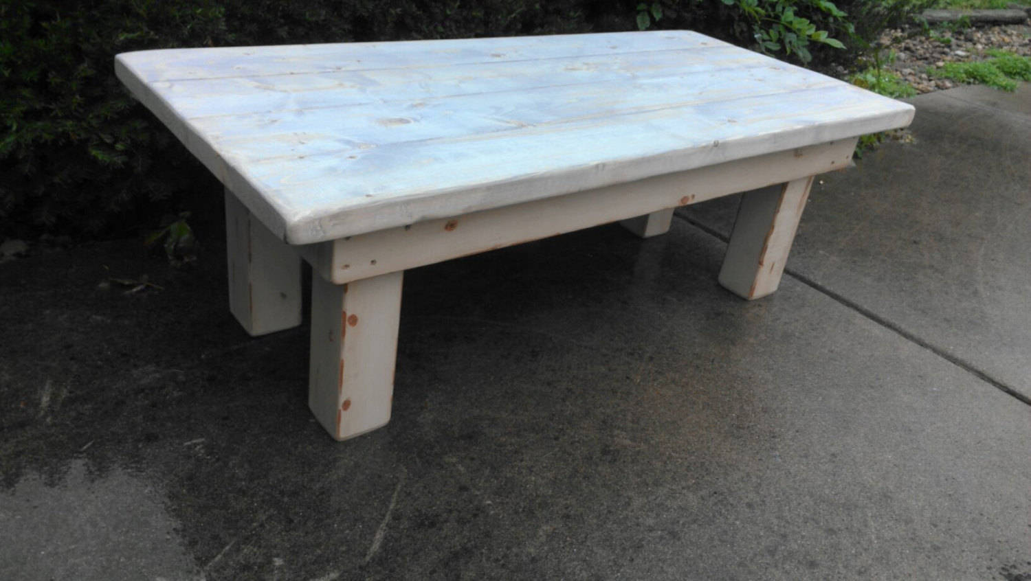 Rustic COFFEE TABLE Weathered Oak Antique Paint Distressed Reclaimed ...