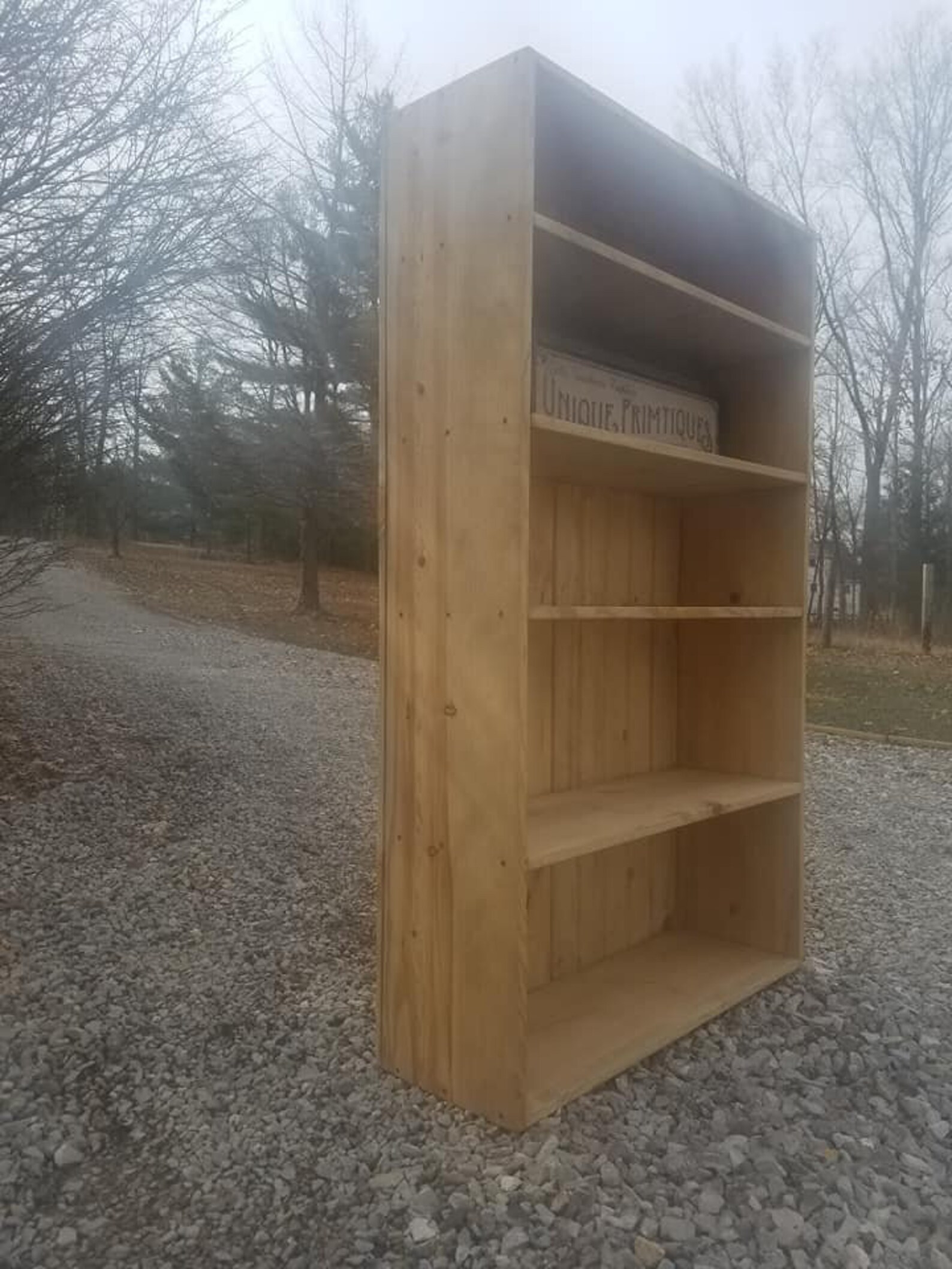 Rustic Wood Bookcase Shelf Reclaimed Barn Wood Look Primitive - Etsy
