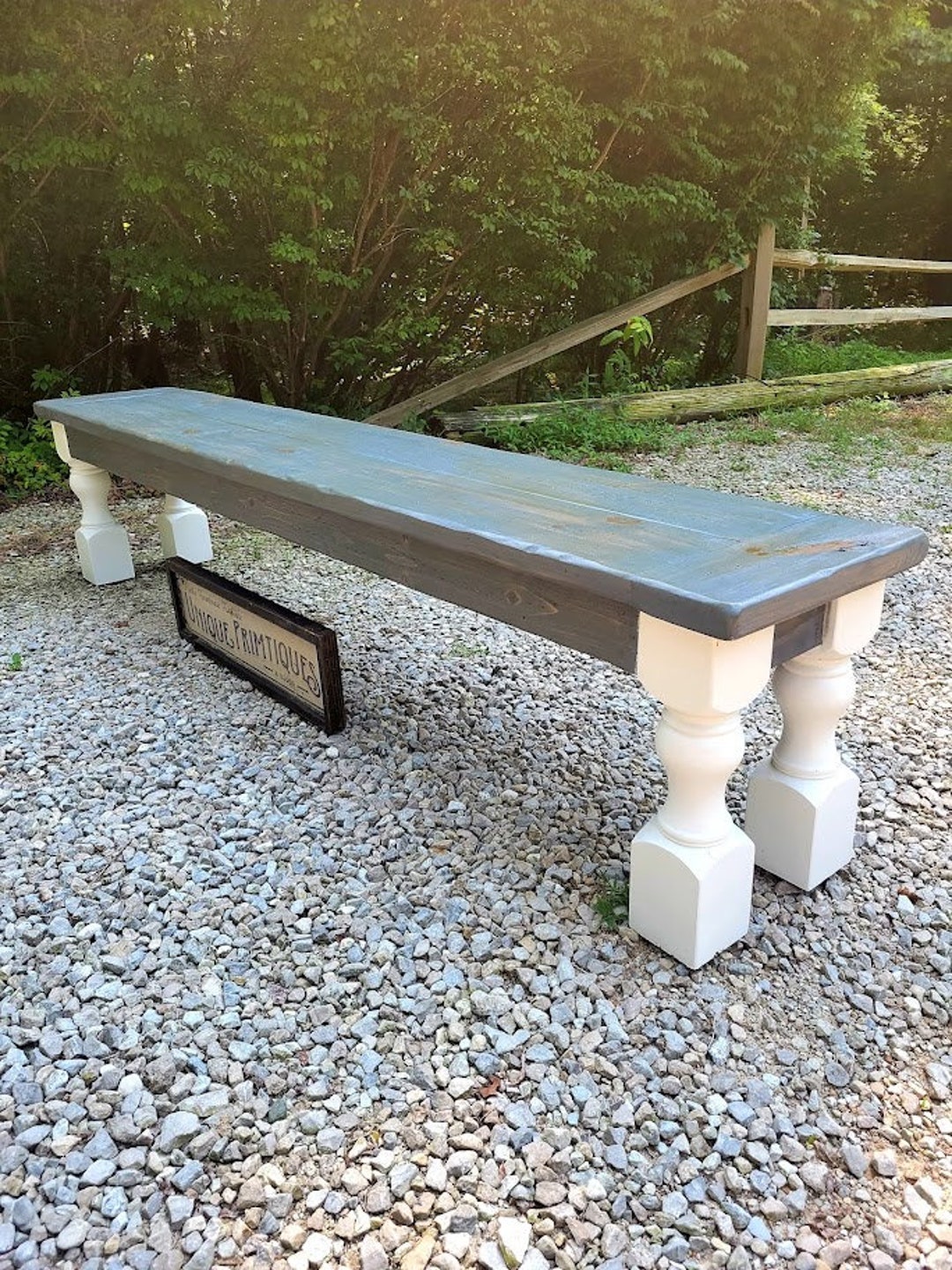 RUSTIC FARMHOUSE BENCH New England Farm House Wood Extra Large Long ...