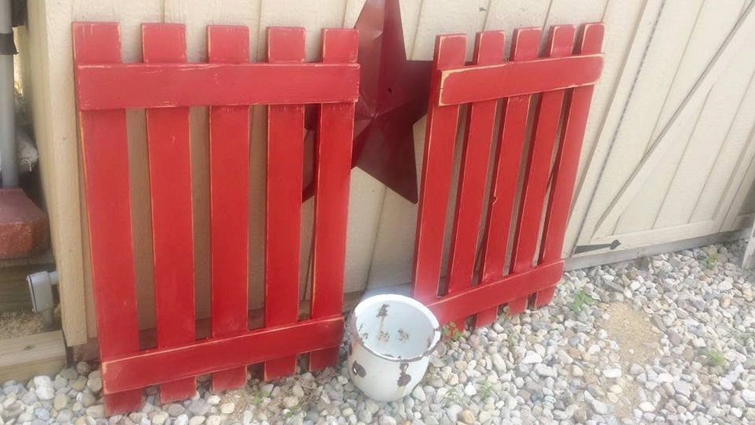 RUSTIC WOOD SHUTTERS 24w X36h Bright Distressed Heirloom Red Wooden ...