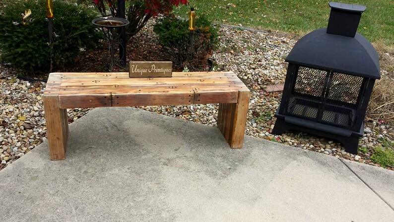 Reclaimed PALLET WOOD Rustic Bench by Unique Primtiques Salvaged Pine ...