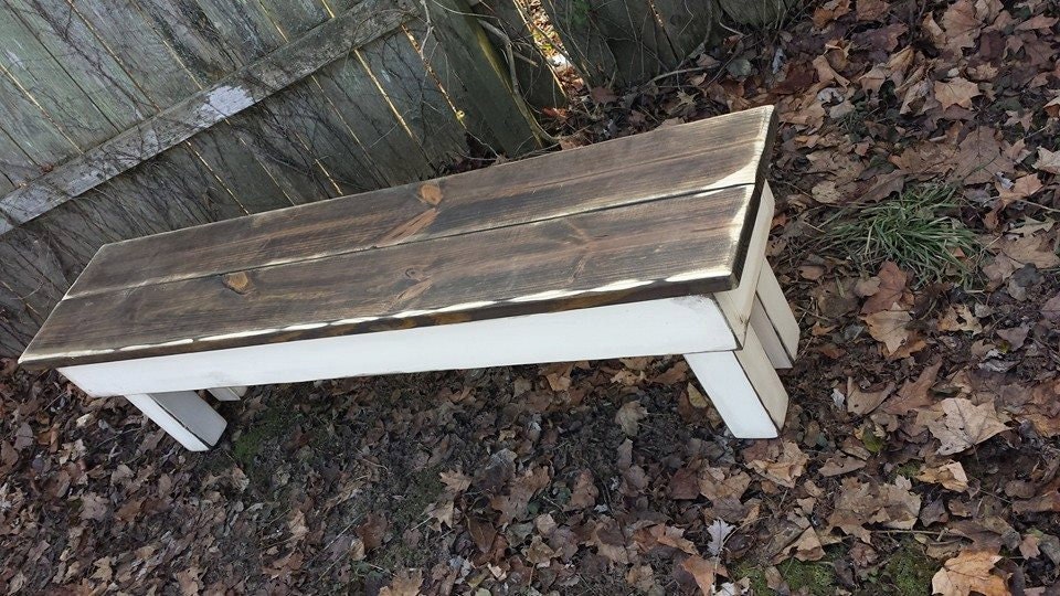 RUSTIC FARMHOUSE BENCH Farm House Dark Walnut Antique Country - Etsy
