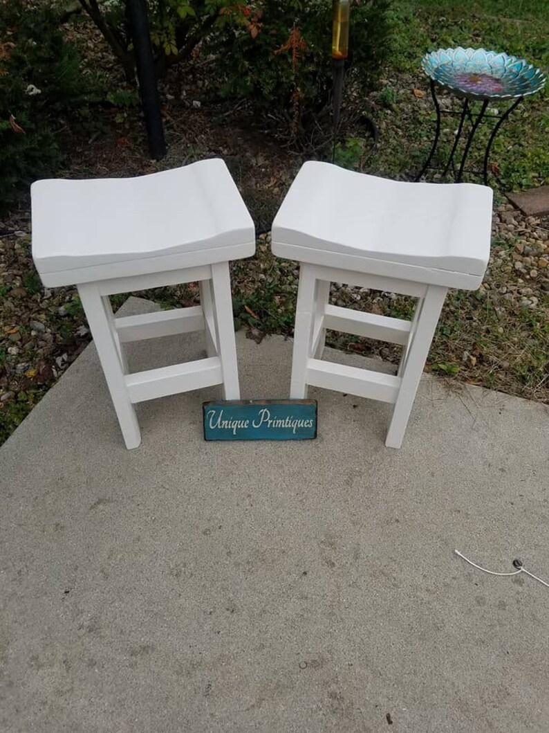 Rustic Kitchen BAR STOOL Bench Reclaimed Wood White Painted - Etsy