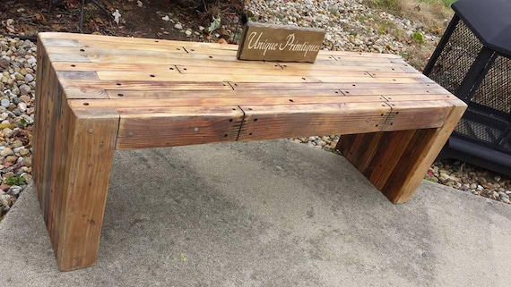 Reclaimed PALLET WOOD Rustic Bench by Unique Primtiques | Etsy