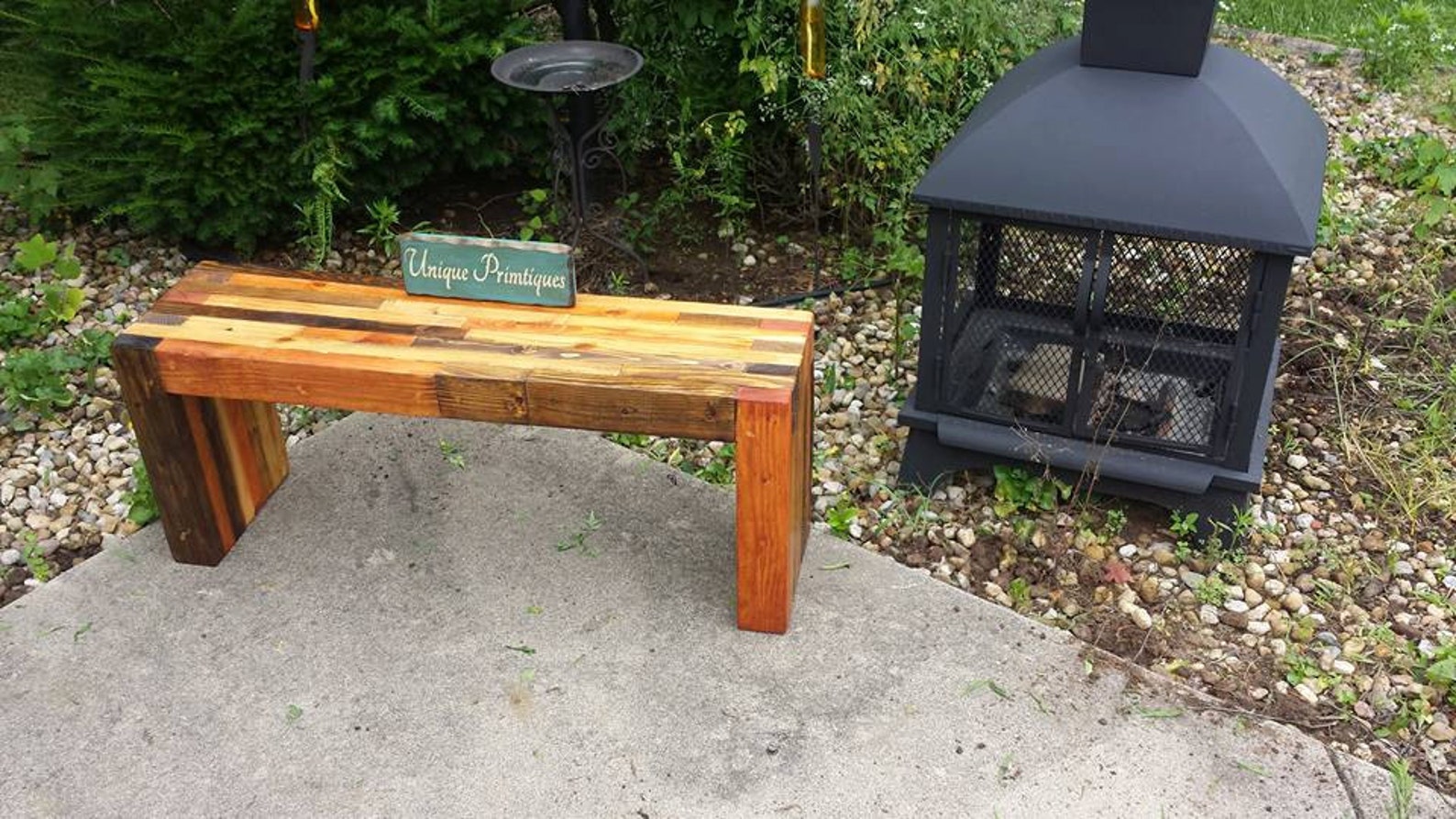 Reclaimed PALLET WOOD Rustic Bench by Unique Primtiques Salvaged Pine ...