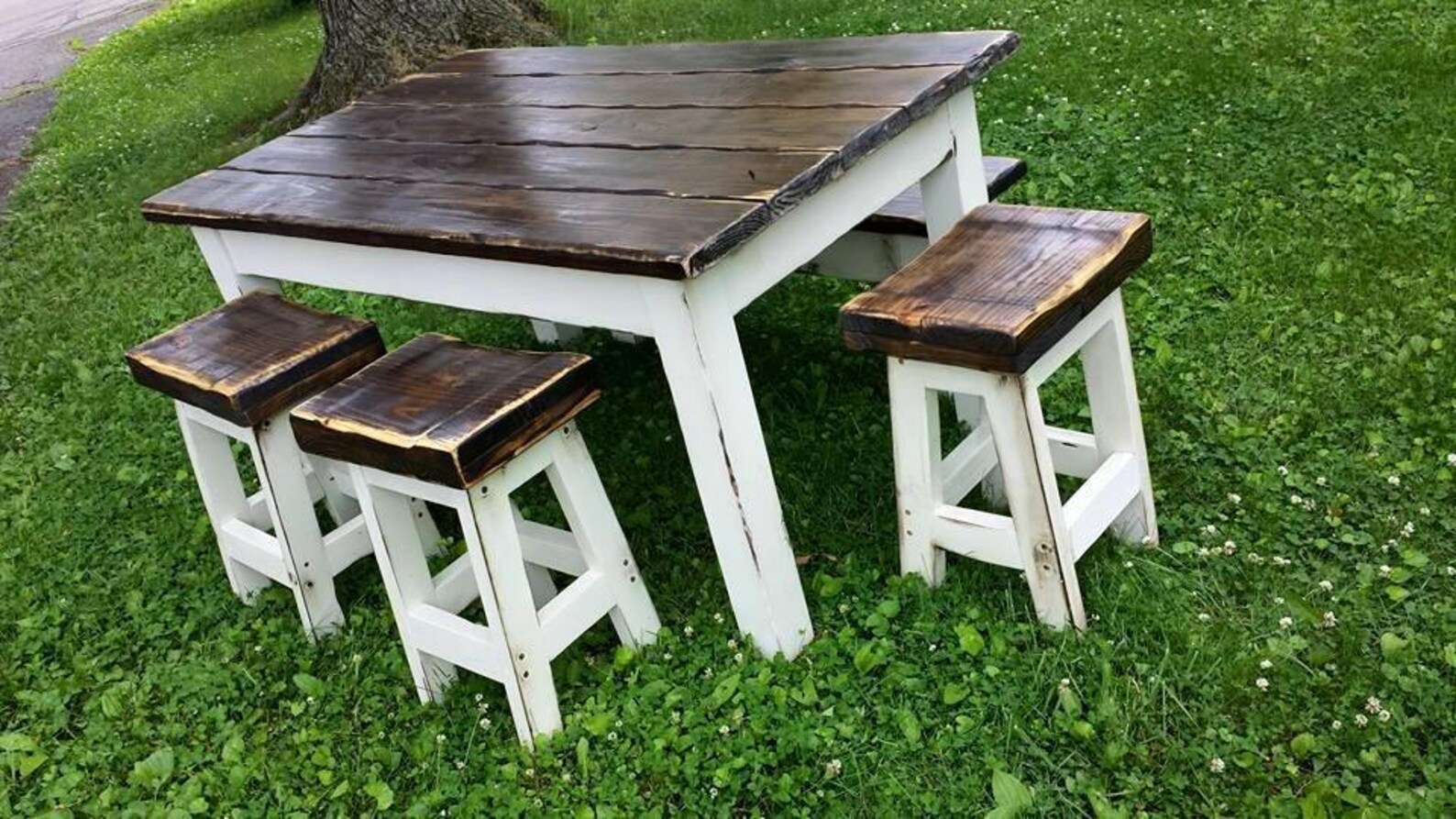RUSTIC FARMHOUSE TABLE Turned Leg Reclaimed Wood Farm House Kitchen ...