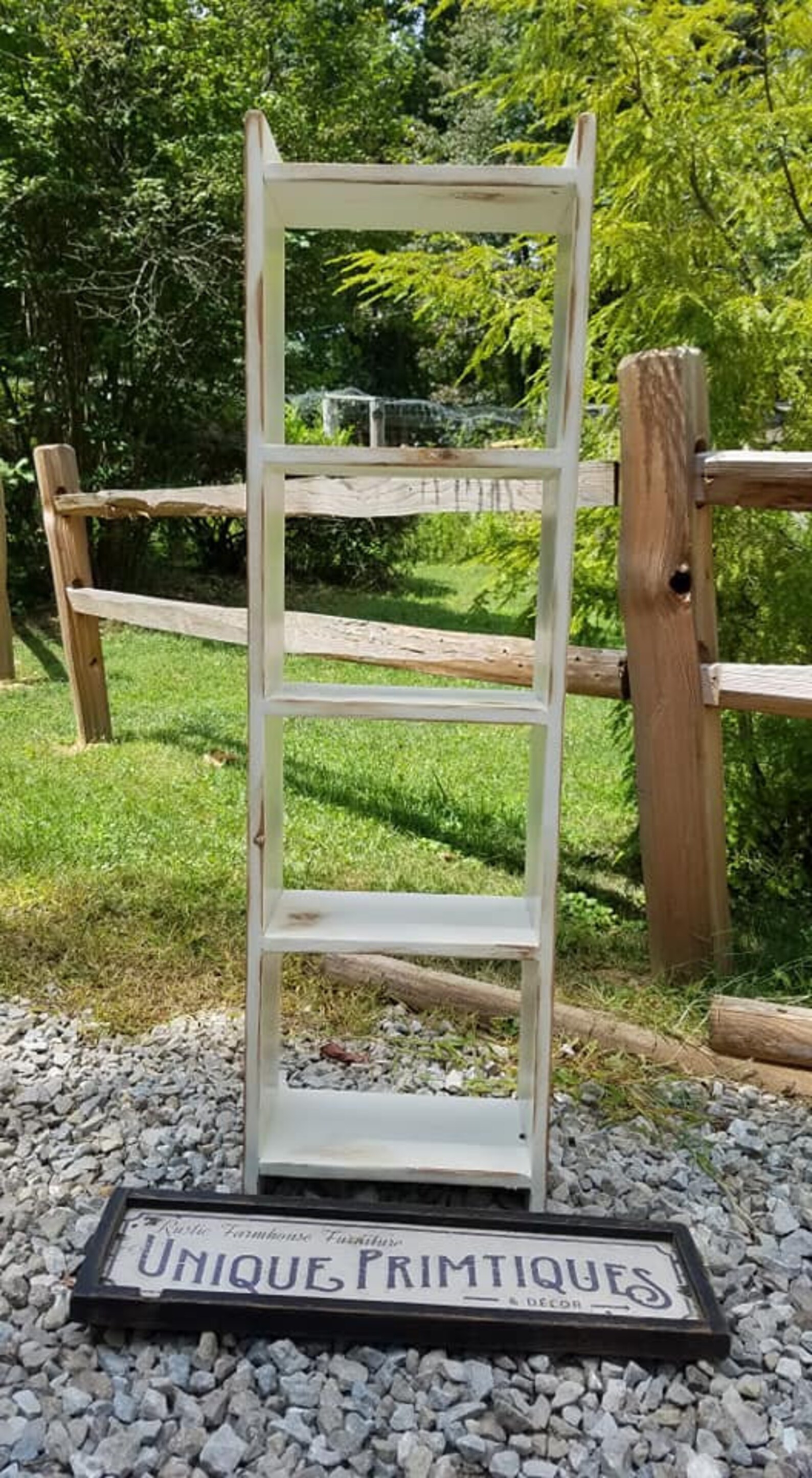 RUSTIC FARMHOUSE LADDER Bookcase Farm House Shelving Reclaimed Wood ...