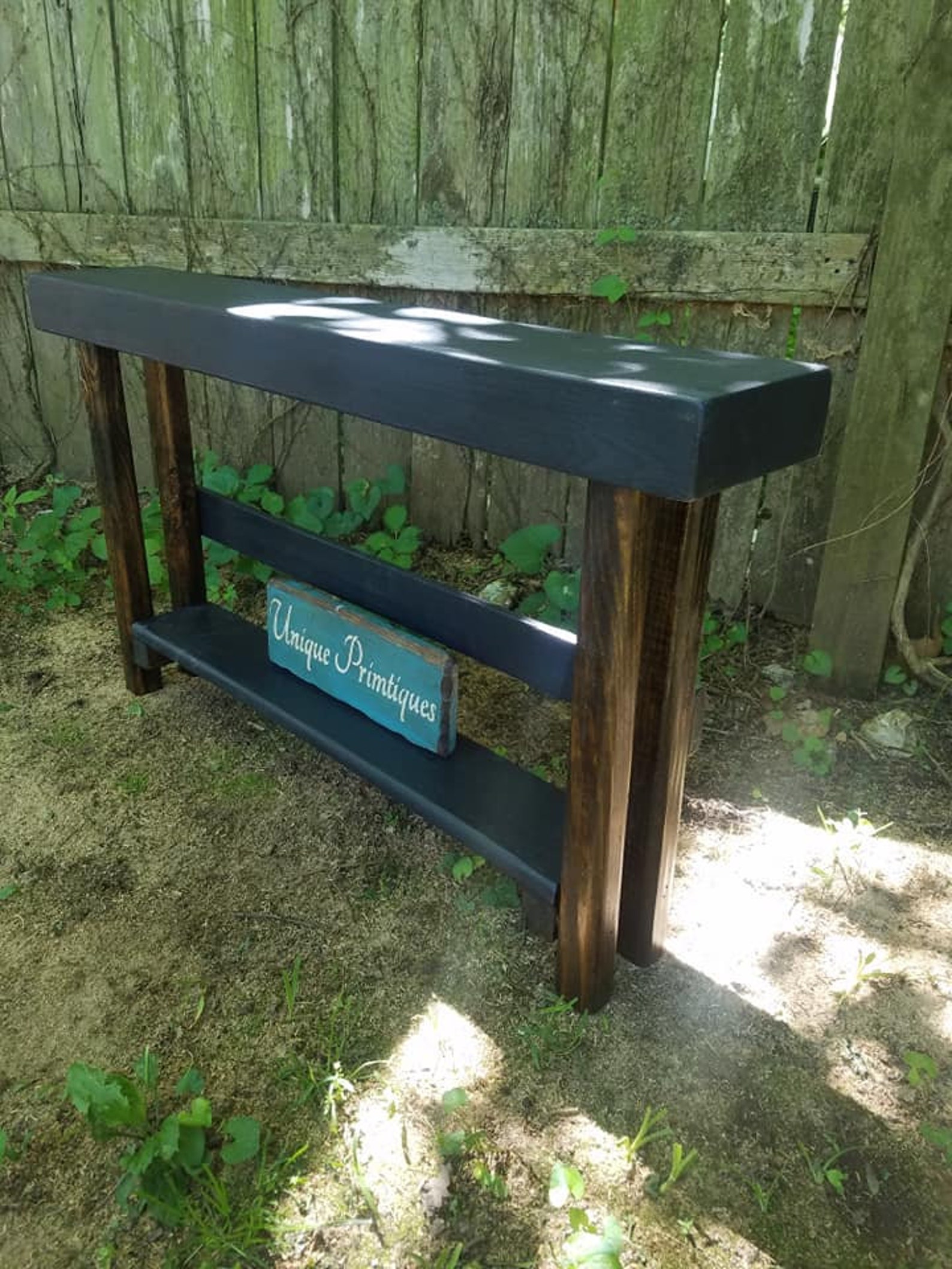 Small RUSTIC TABLE Black Dark Walnut Skinny 6-1/4x36x21h Wood | Etsy